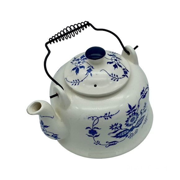 Kitchen | Vintage Blue White Hand Painted Ceramic Teapot | Poshmark